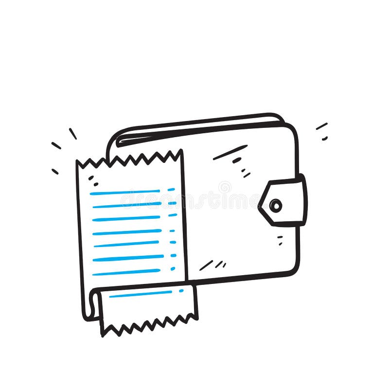 Hand Drawn Doodle Wallet and Bill Note Illustration Vector Stock Vector ...