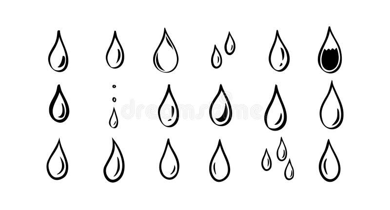 Hand Drawn Doodle Water Drop. Water Drops Icons Stock Vector ...