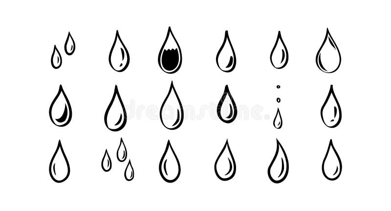 Hand Drawn Doodle Water Drop. Water Drops Icons Stock Vector ...