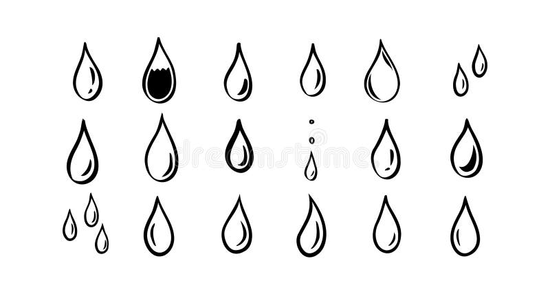 Hand Drawn Doodle Water Drop. Water Drops Icons Stock Vector ...