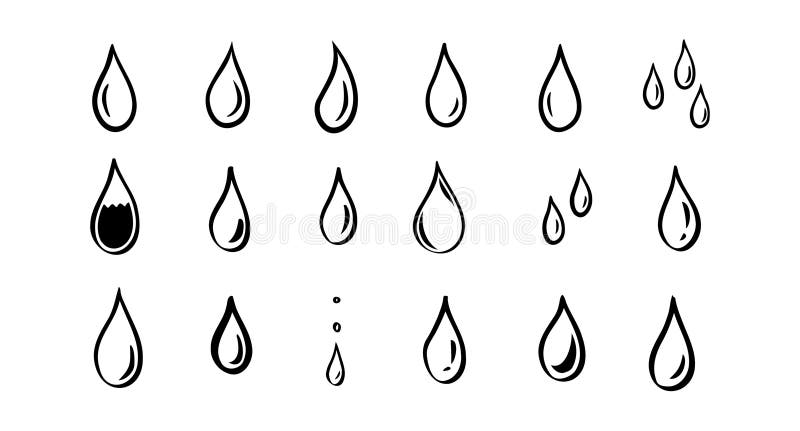 Hand Drawn Doodle Water Drop. Water Drops Icons Stock Vector ...