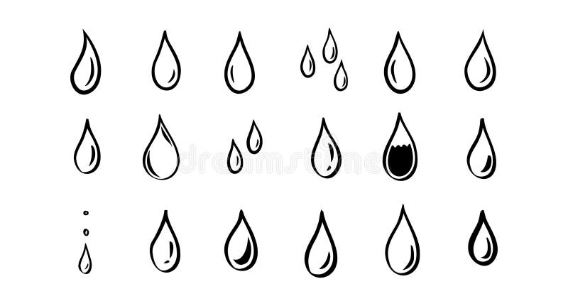 Hand Drawn Doodle Water Drop. Water Drops Icons Stock Vector ...