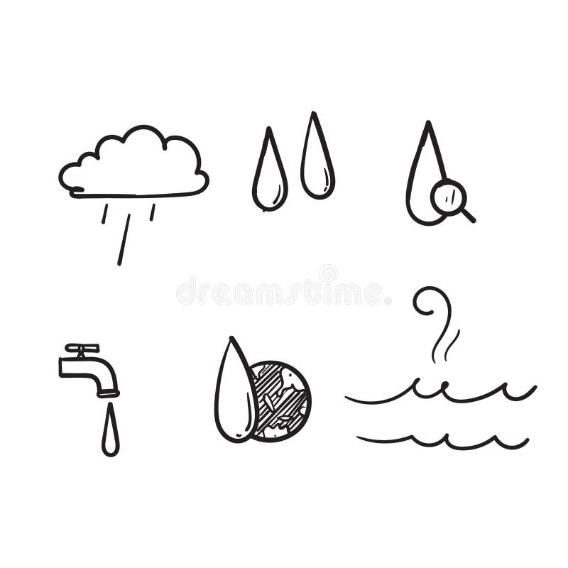 Hand Drawn Doodle Water Drop Illustration Vector Cartoon Style Vector ...