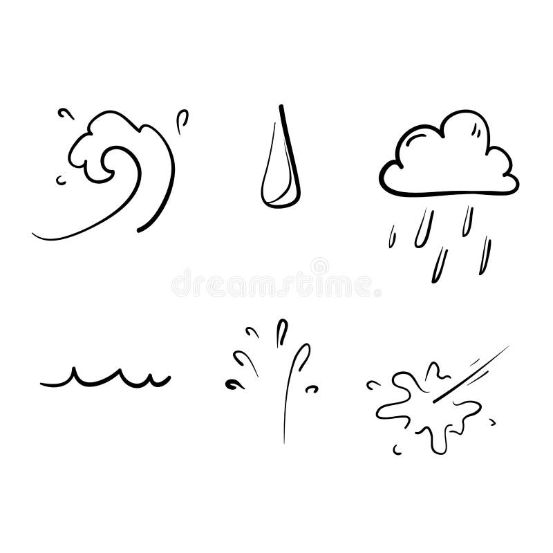 Hand Drawn Doodle Water Splash Illustration Vector Isolated Stock ...