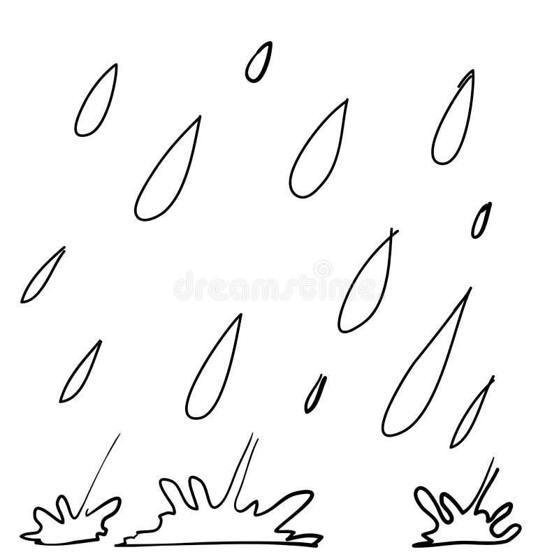 Hand Drawn Doodle Water Splatter Drop Liquid Illustration Vector Stock ...