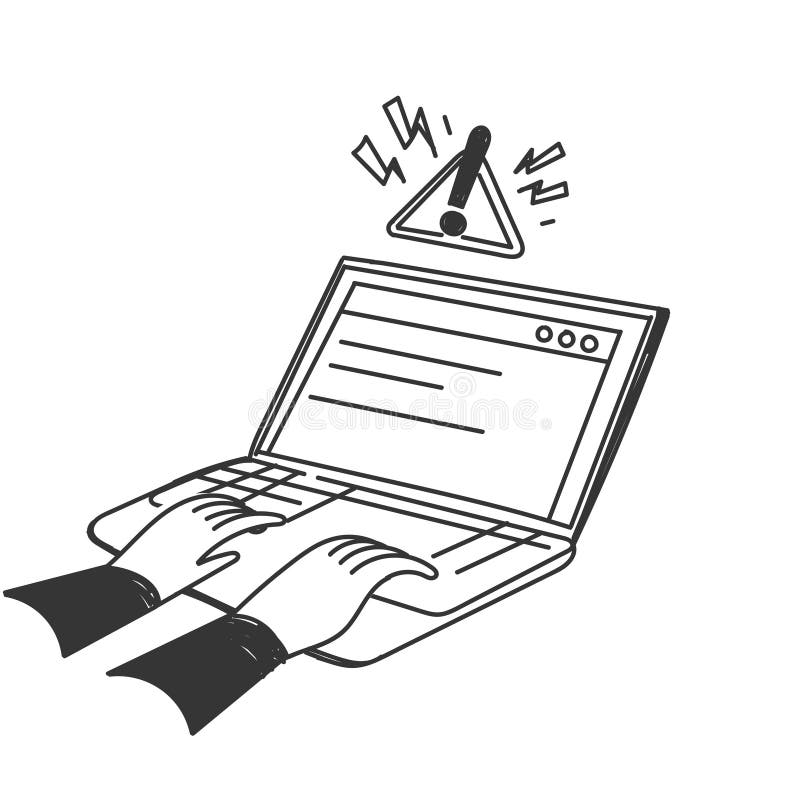 Hand Drawn Doodle Website Testing, Warning Error on Device Stock ...