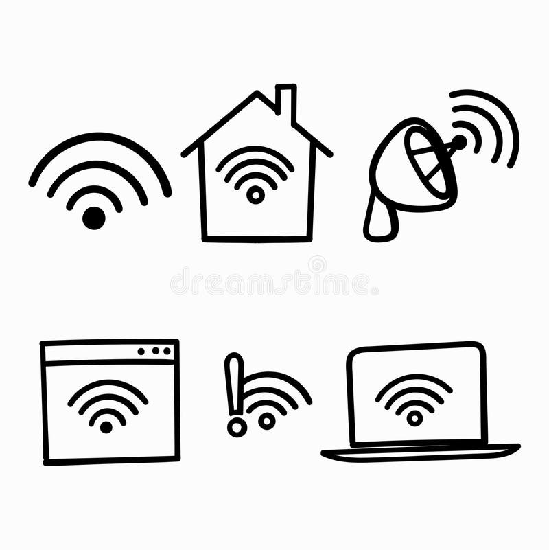 Hand Drawn Doodle Wifi Signal Icon Illustration Related Stock Vector ...