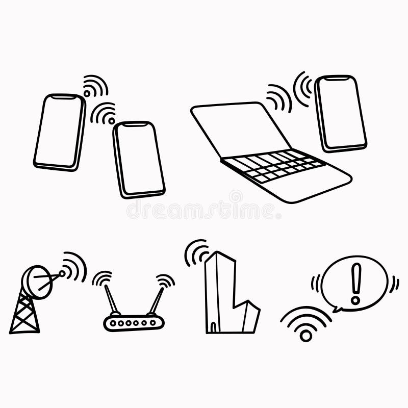 Hand Drawn Doodle Wifi Signal Icon Illustration Related Stock Vector ...