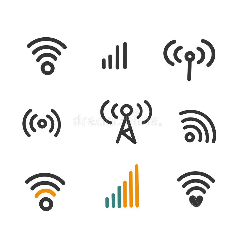 Hand Drawn Doodle Wireless Signal Illustration Vector Stock Vector ...