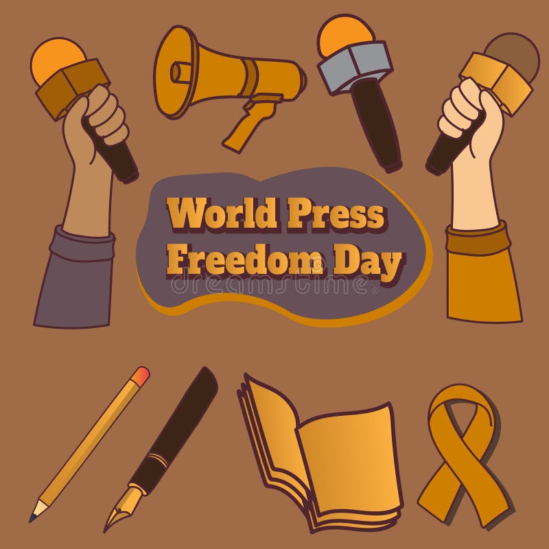 Hand Drawn Doodle World Press Freedom Day Stock Vector - Illustration ...