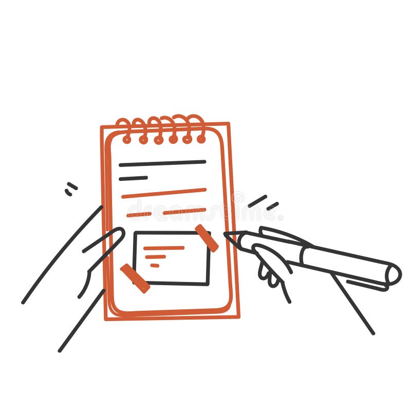 Hand Drawn Doodle Hand Writing on Memo Paper Note Illustration Vector ...