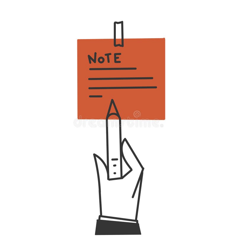 Hand Drawn Doodle Hand Writing on Memo Paper Note Illustration Vector ...