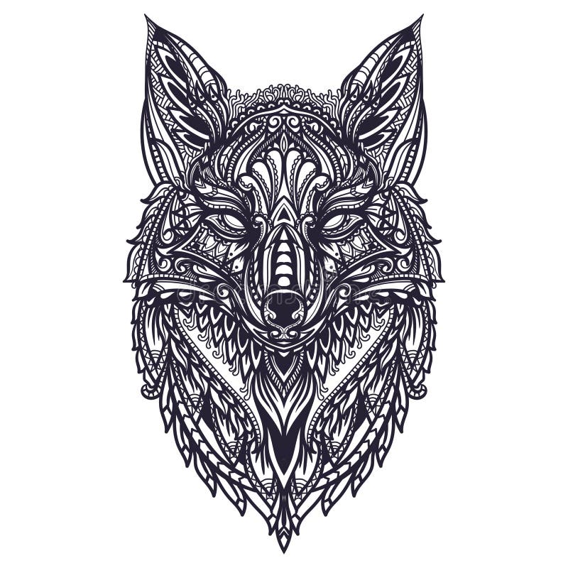 Hand Drawn Doodle Zentangle Fox Illustration Stock Vector ...