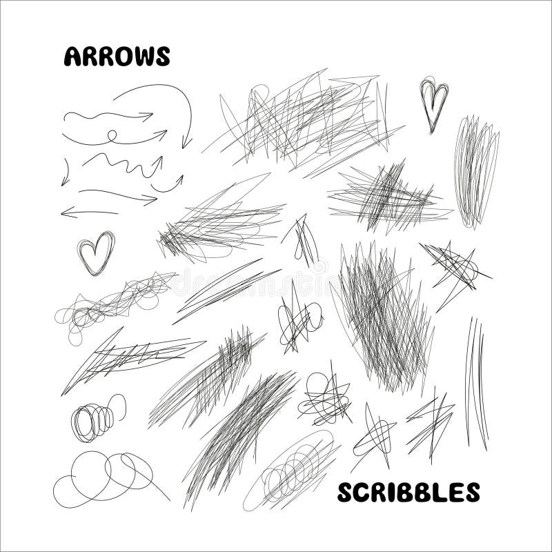 Hand Drawn Doodles, Scribbles, Arrows Elements Set. Vector Textured ...
