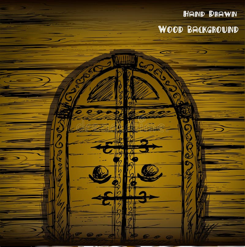 Hand Drawn Door and Wood Wal Stock Vector - Illustration of fabric ...