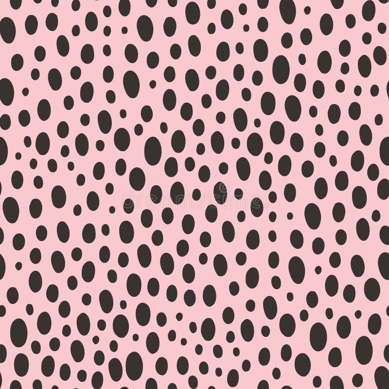 Hand Drawn Dot Seamless Pattern. Organic Irregular Spots in Trendy Pink and Black Background ...