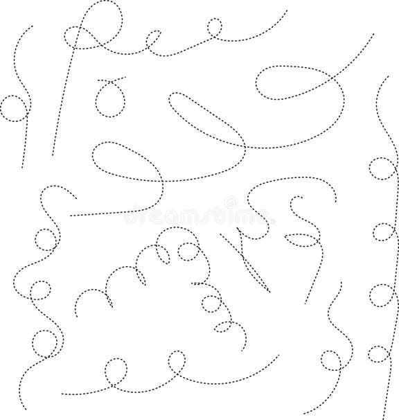 Hand Drawn Dotted Curved Line Shape. Curved Line - Vector Illustration ...