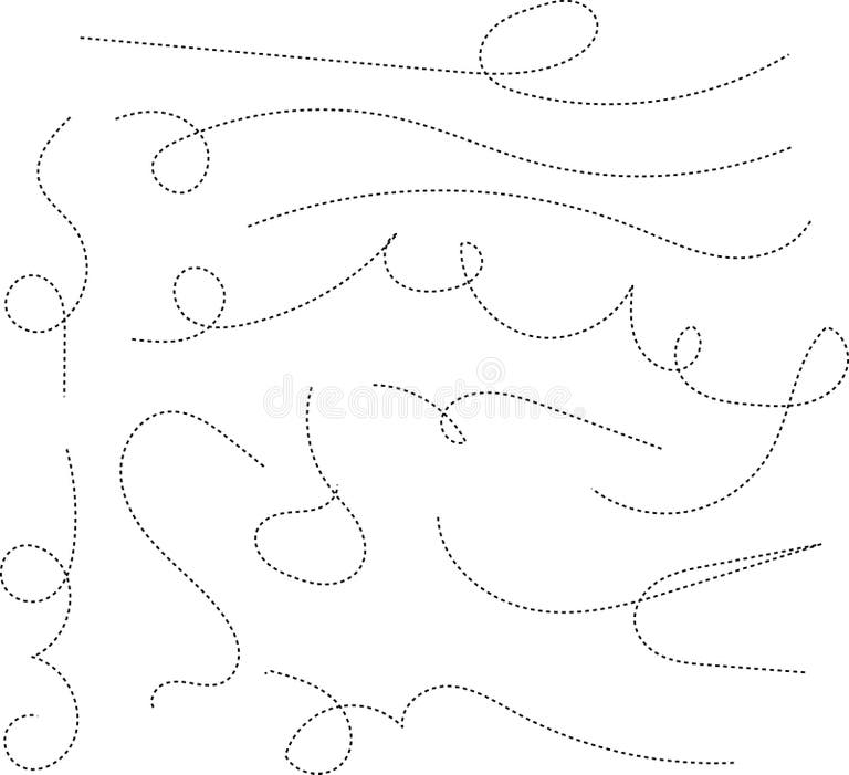 Hand Drawn Dotted Curved Line Shape. Curved Line - Vector Illustration ...