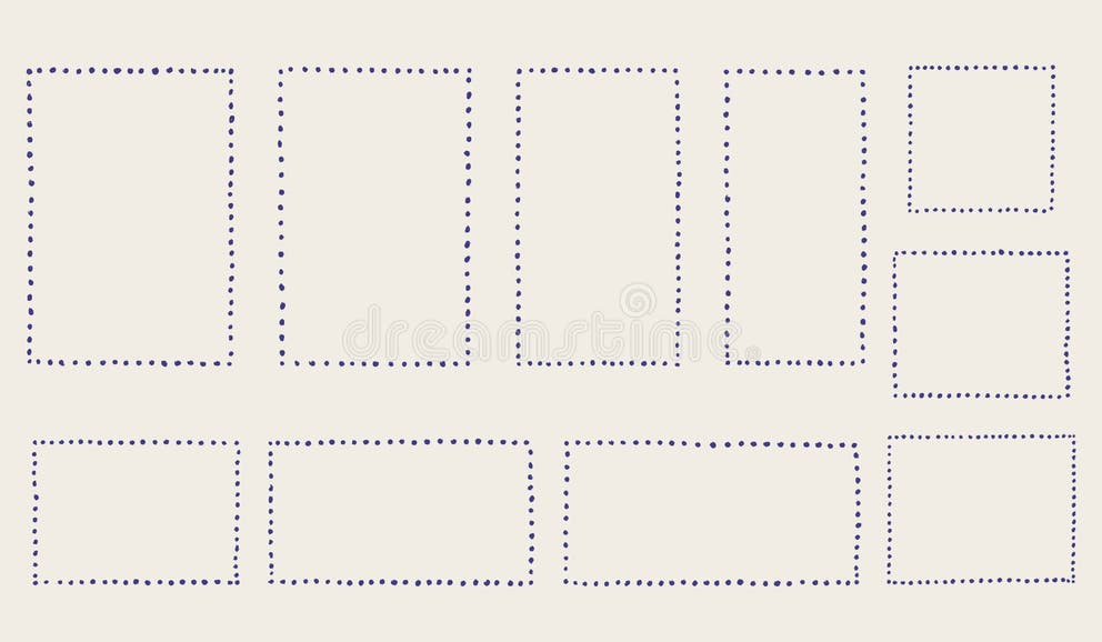 Hand Drawn Dotted Frame Set. Chalk Scribble Polka Dot Pencil Texture ...