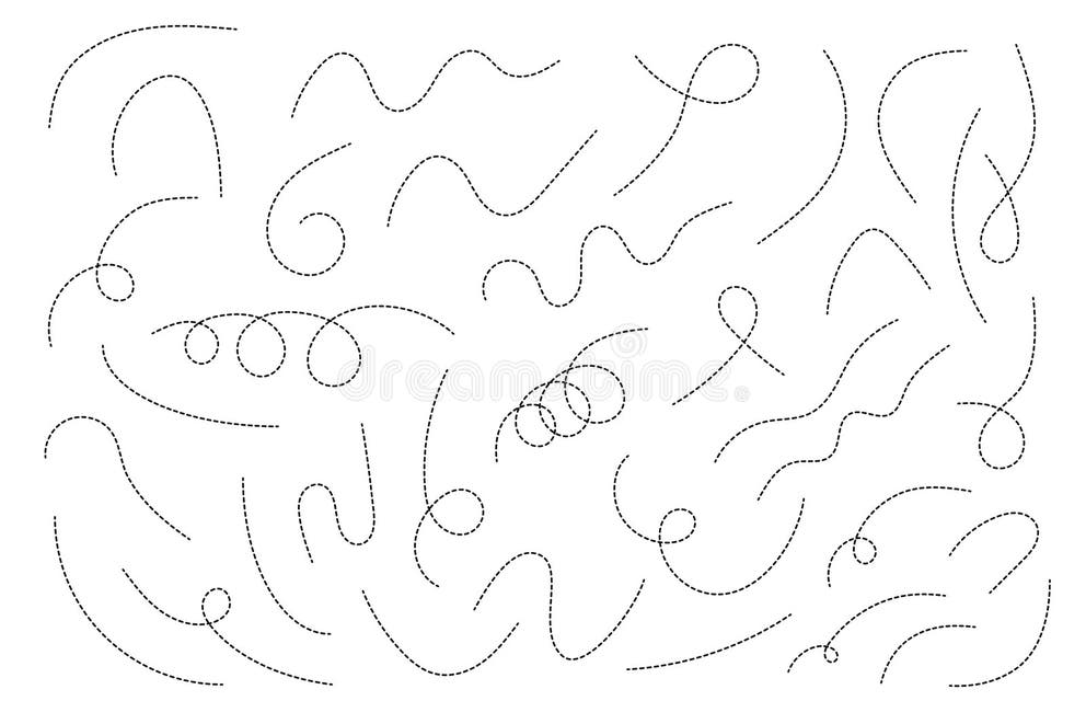 Hand Drawn Dotted Line Vector Set Stock Vector - Illustration of drawn ...