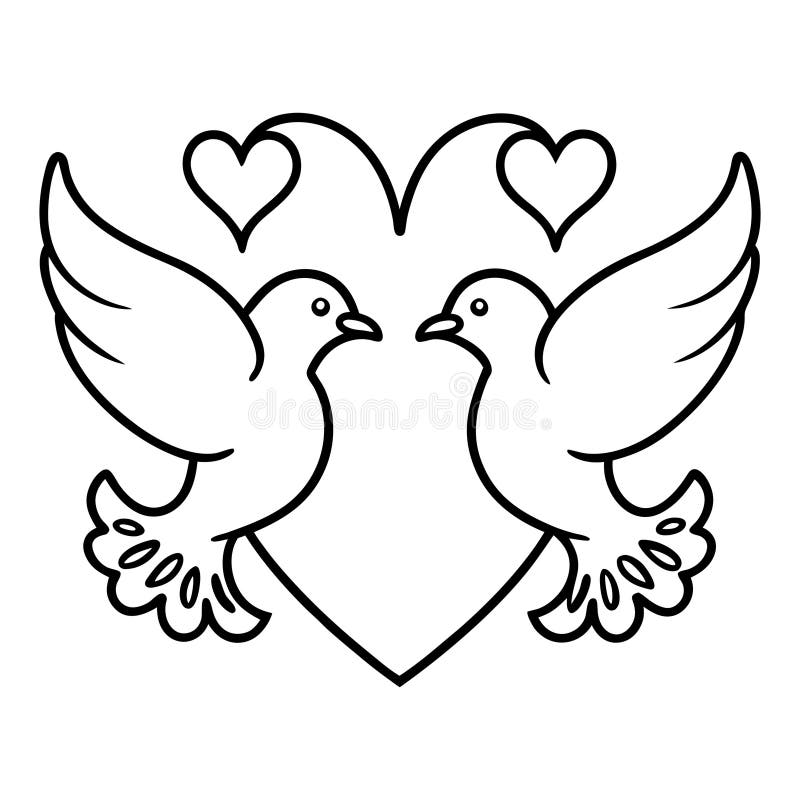 Hand-Drawn Doves and Heart Symbolizing Love and Unity in Line Art 4 ...
