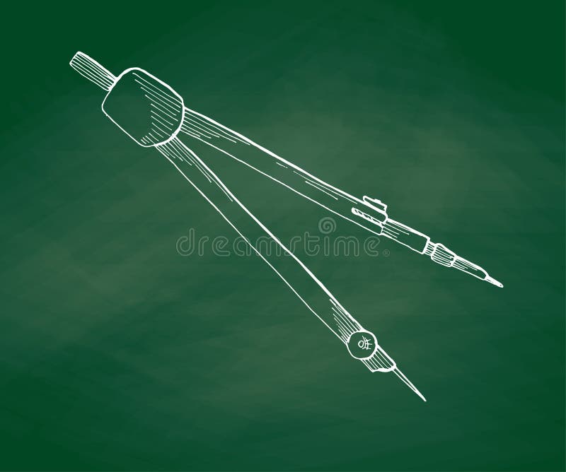 Hand Drawn by Drawing Compass on a Green School Board. Vector ...