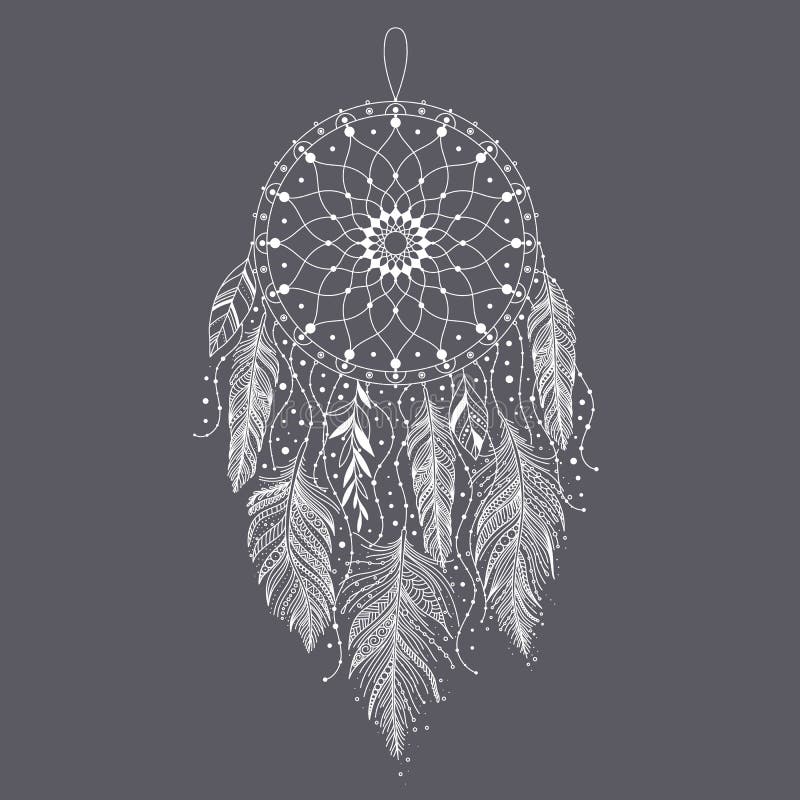 Hand Drawn Dreamcatcher with Feathers Ethnic Native American Indian ... Hand Drawn Dreamcatcher with Feathers Ethnic Native American Indian ...