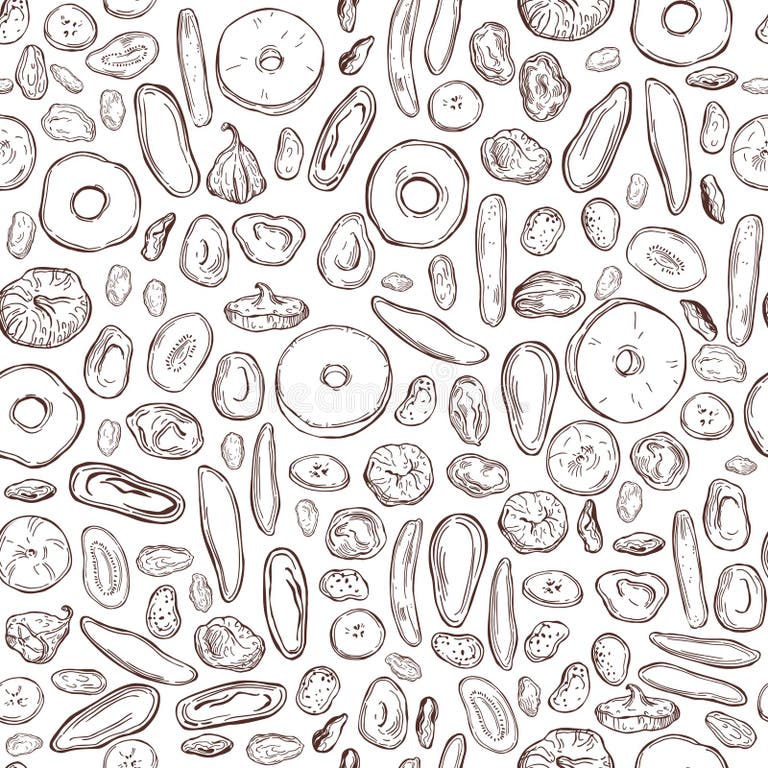 Vector Pattern with Dried Fruits Stock Vector - Illustration of ...