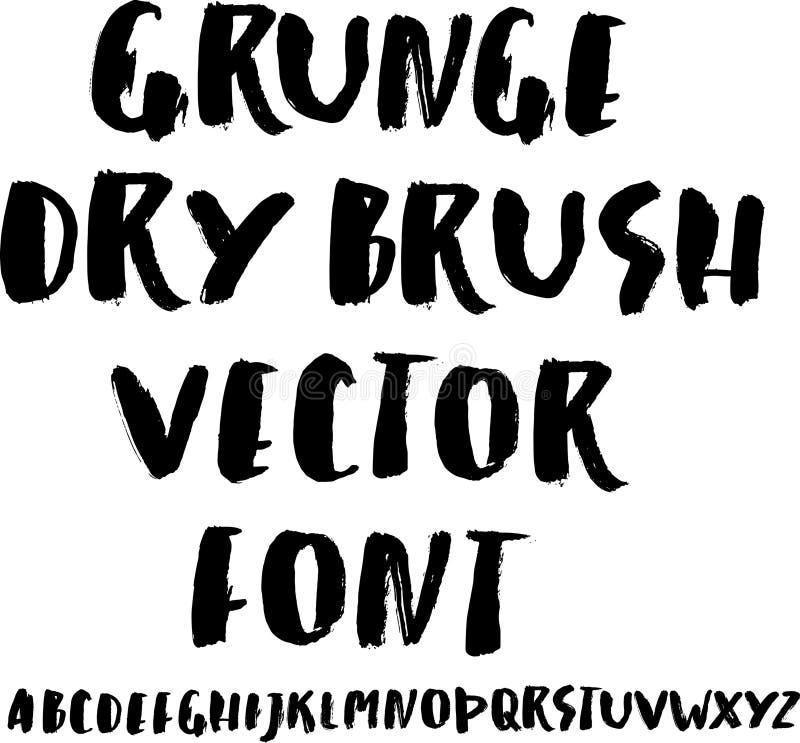 Hand Drawn Dry Brush Font. Modern Brush Lettering Stock Illustration ...