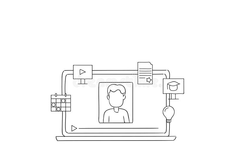 Hand Drawn of E-learning Education Concept. Design Vector Illustration Stock Vector ...