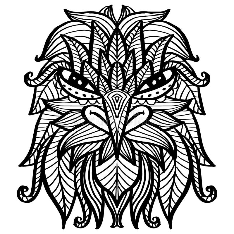 Hand Drawn Eagle Head Zentangle Art Stock Illustration - Illustration ...