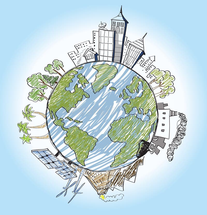 Hand drawn of earth stock vector. Illustration of global - 20934304