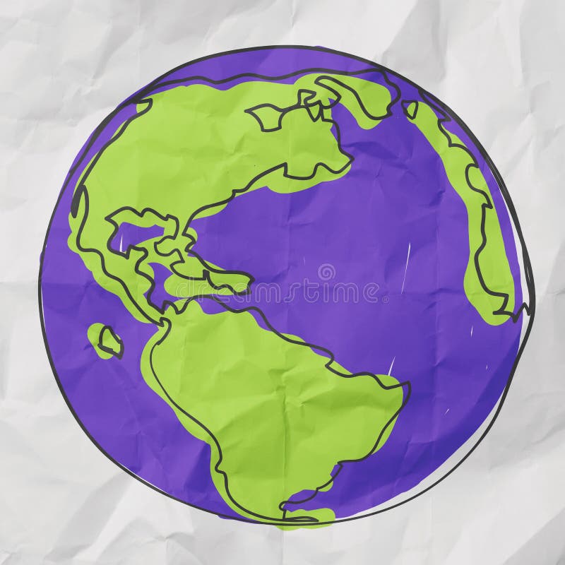 Hand drawn the earth stock illustration. Illustration of modern - 34054250