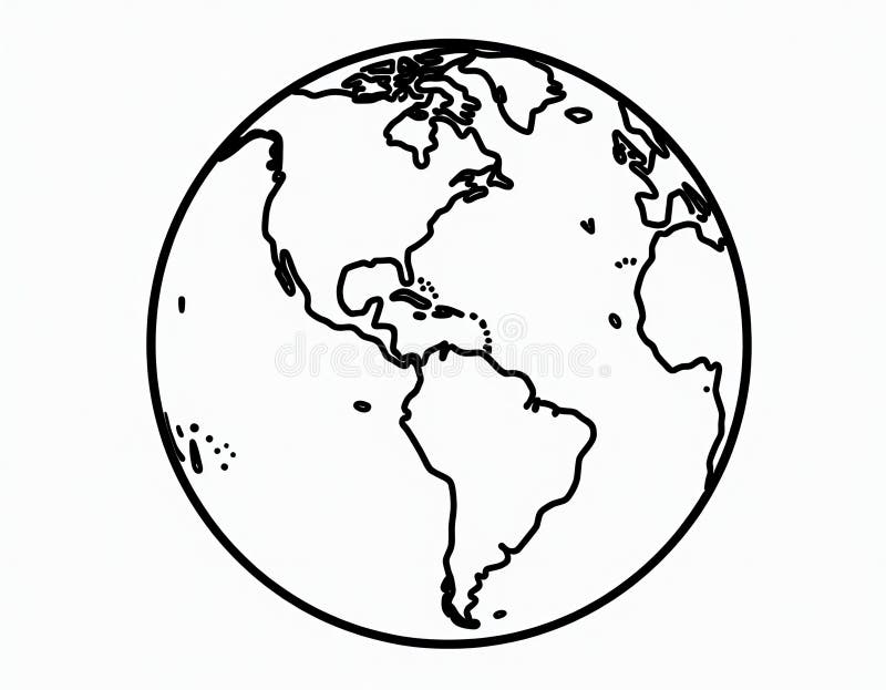 Hand-drawn Earth Globe Outline Stock Illustration - Illustration of ...
