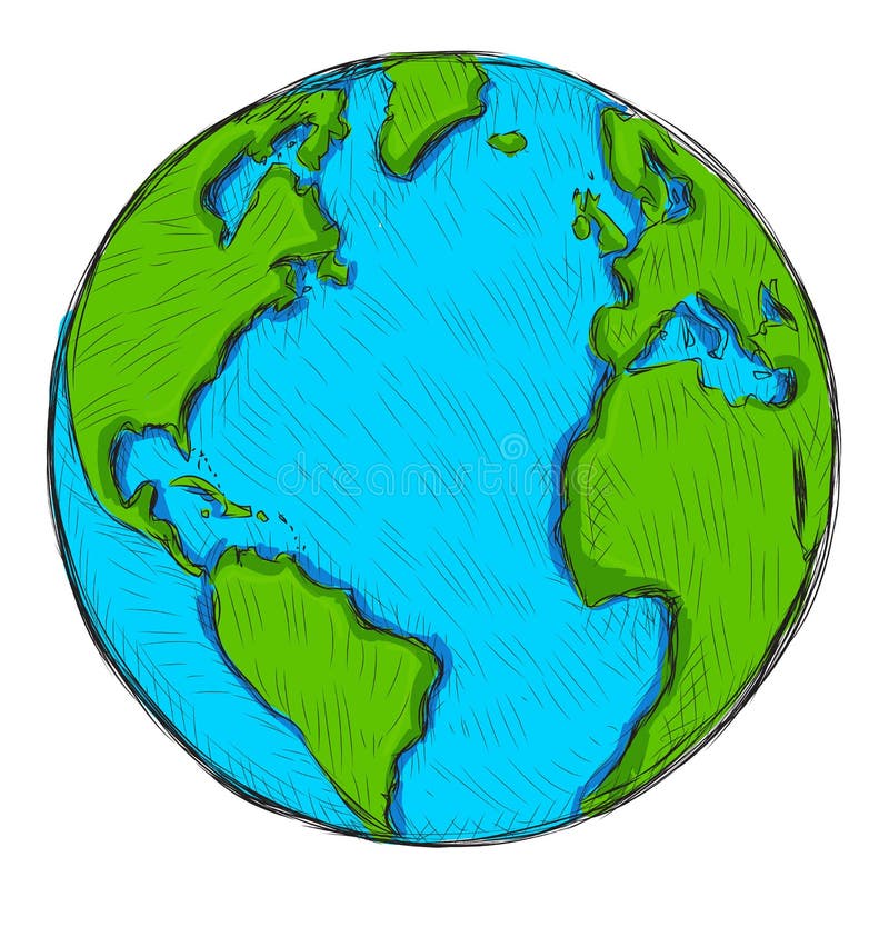 Hand Drawn Earth Icon on White. Vector Illustration Stock Vector ...