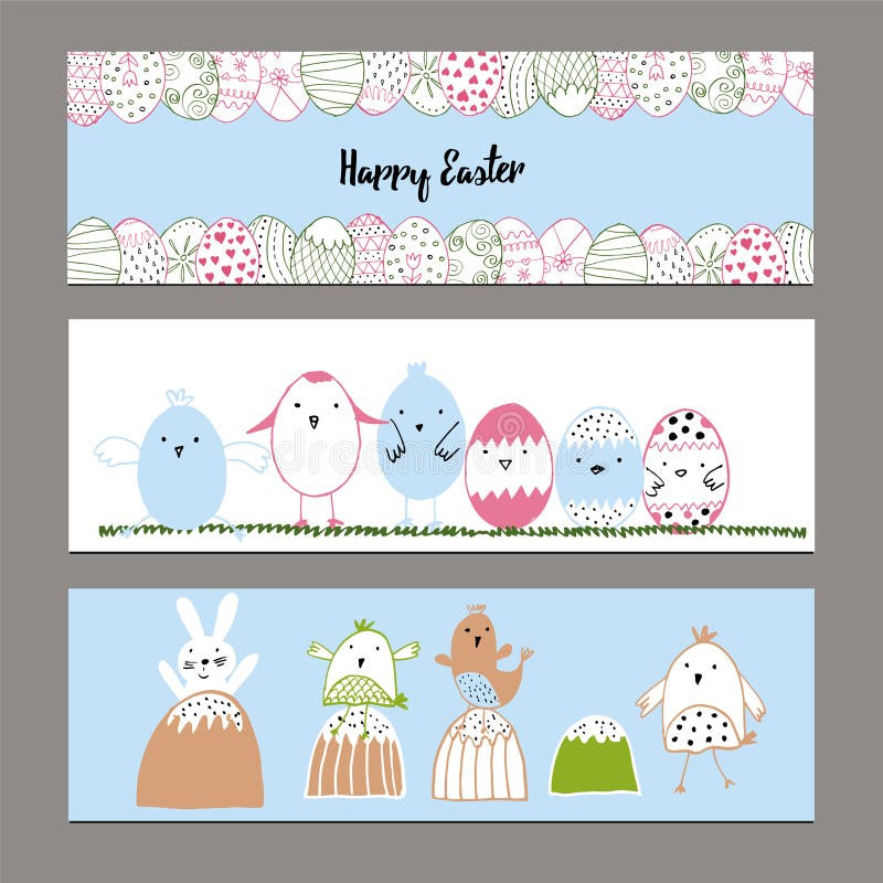Hand drawn easter banners stock vector. Illustration of cartoon - 85201524