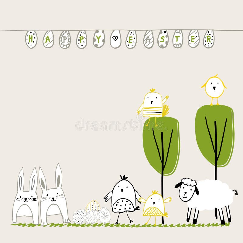 Hand drawn easter card stock vector. Illustration of eggs - 85225861