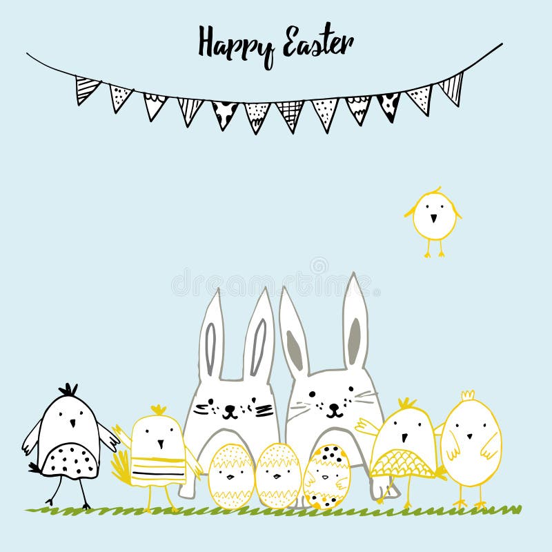 Hand drawn easter card stock vector. Illustration of march - 85685654
