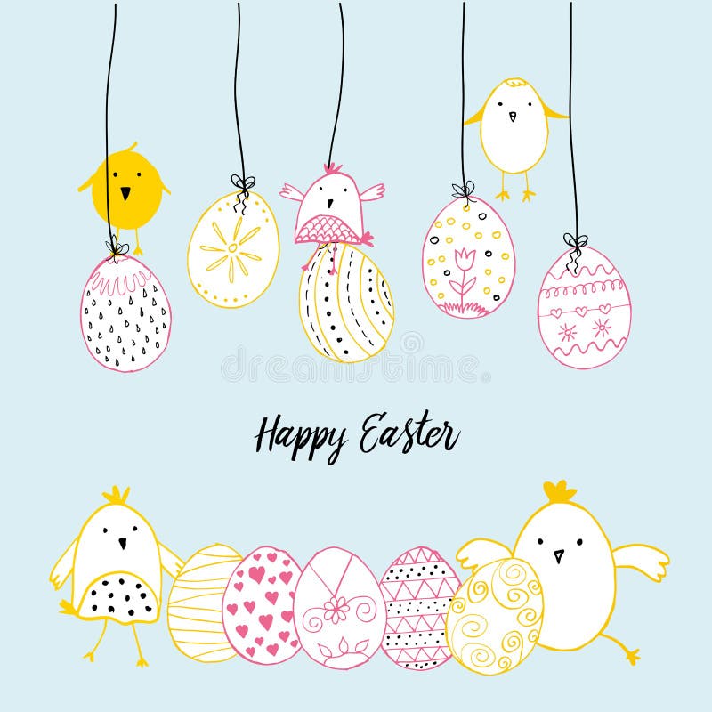 Hand drawn easter card stock vector. Illustration of march - 85685654
