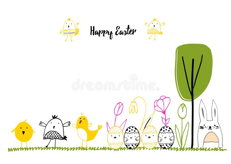 Hand drawn easter card stock vector. Illustration of animal - 85685749