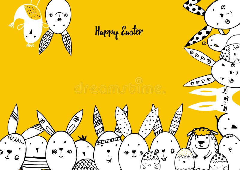 Hand drawn easter card stock vector. Illustration of holiday - 85685759