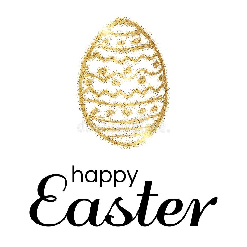 Hand Drawn Easter Eggs with Gold Glitter Effect Stock Vector ...