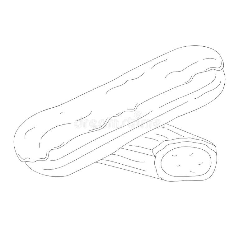 Hand Drawn Eclair Cookies. Vector Illustration of Two Cookies, Full and ...