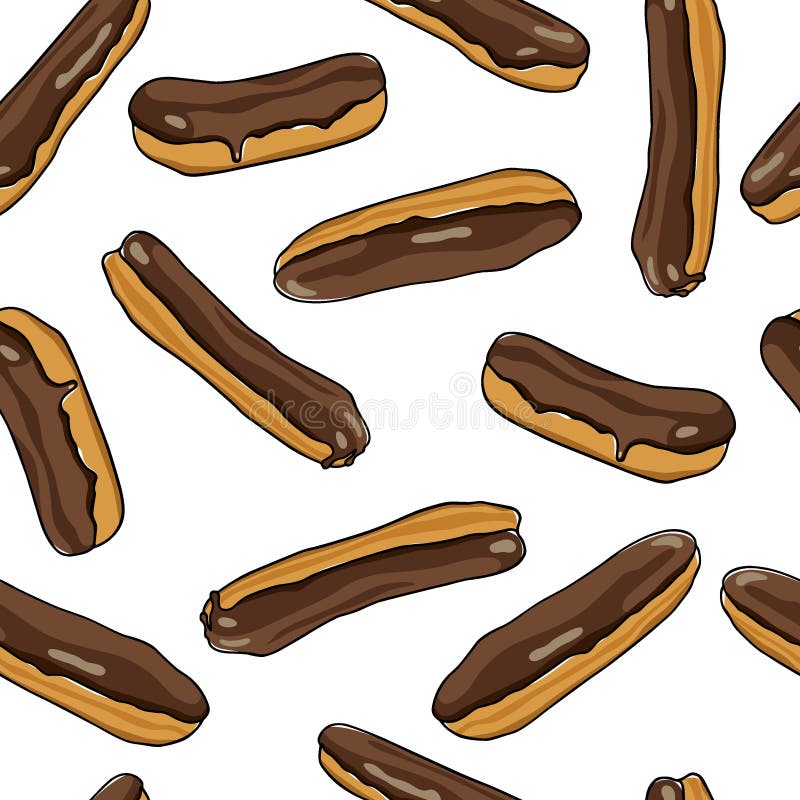 Seamless Pattern. French Eclairs. Stock Vector - Illustration of ...
