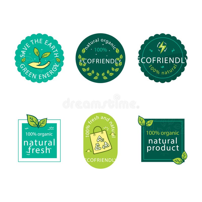 Hand Drawn Eco Friendly Labels Vector Illustration. Stock Vector ...