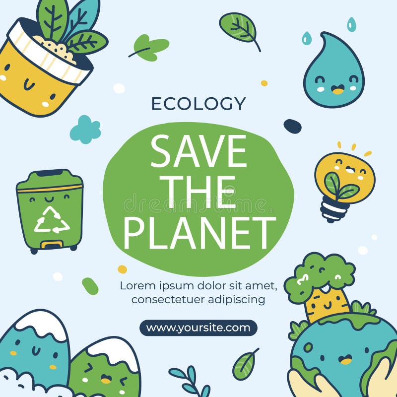 Hand Drawn Ecology Concept Posts Vector Illustration. Stock Illustration - Illustration of ...