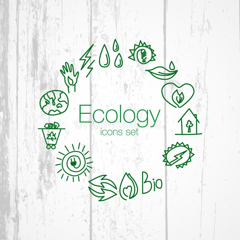 Hand Drawn Ecology Icons. Vector Doodles Stock Vector - Illustration of ...