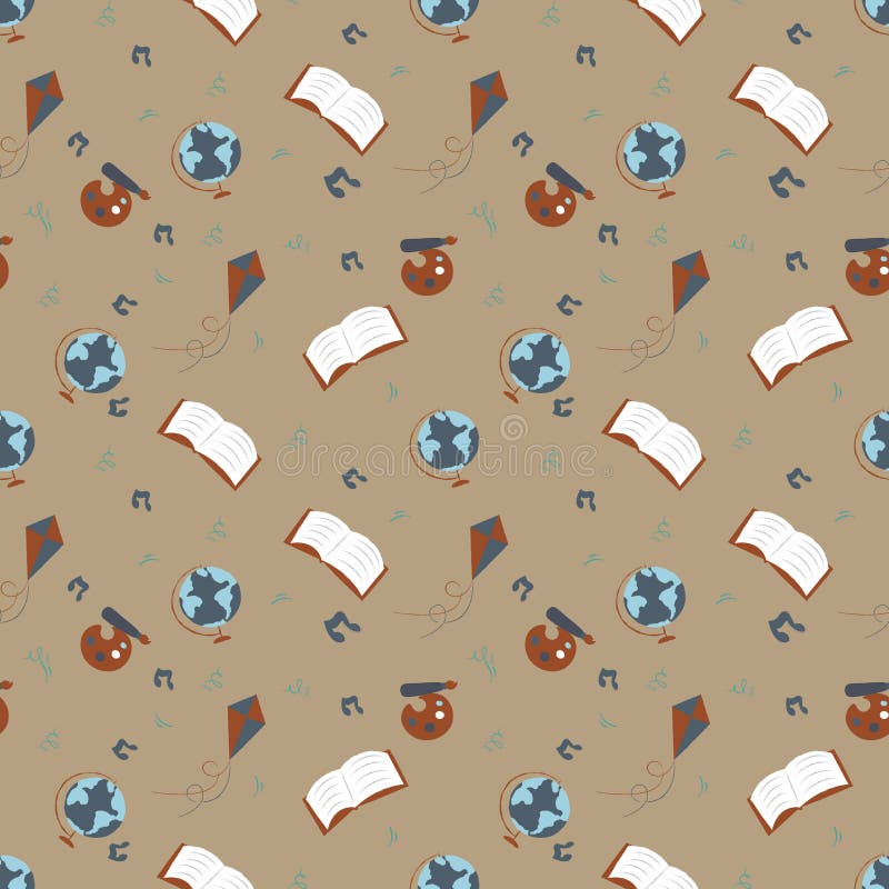 Hand Drawn Education Seamless Pattern. Stock Vector - Illustration of ...