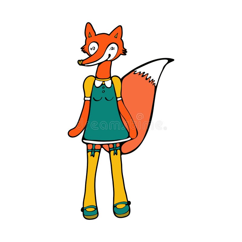 Hand Drawn Elegant Card with Cute Fox Character Stock Vector ...