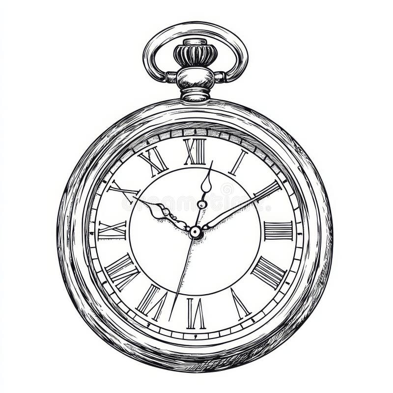 Hand-drawn Elegant Wallclock Sketch, Circular Dial Design Stock Photo ...